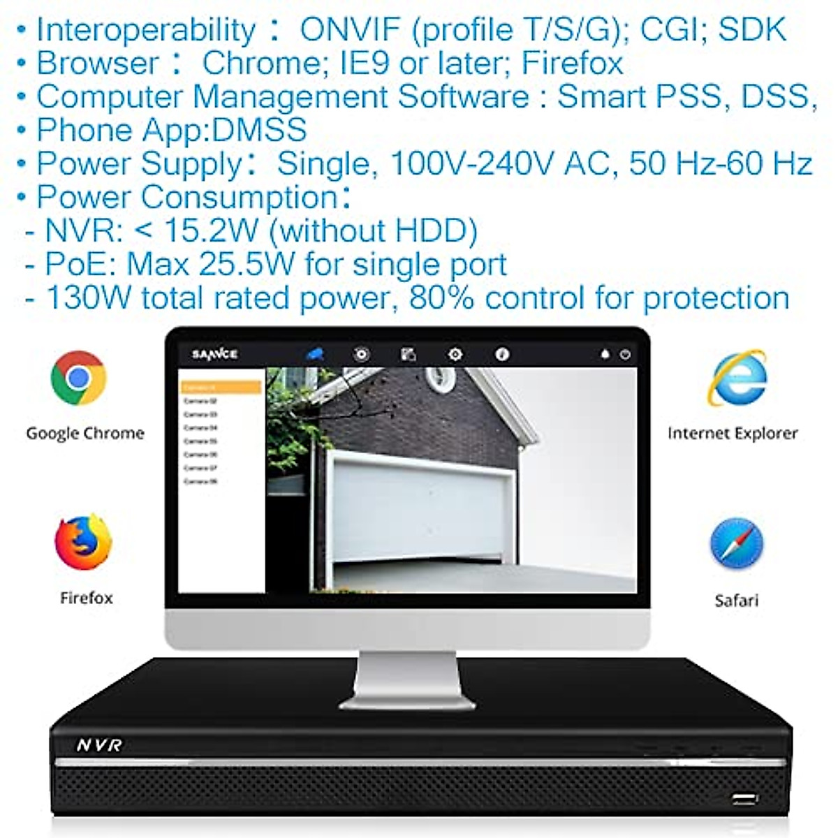 EmpireTech Surveillance Smart AI NVR 8 Channel 1U 8PoE 4K&H.265 Pro Network Video Recorder,Max 320Mbps Incoming Bandwidth,Support SMD+,Face Detection, NVR5208-8P-4KS2E