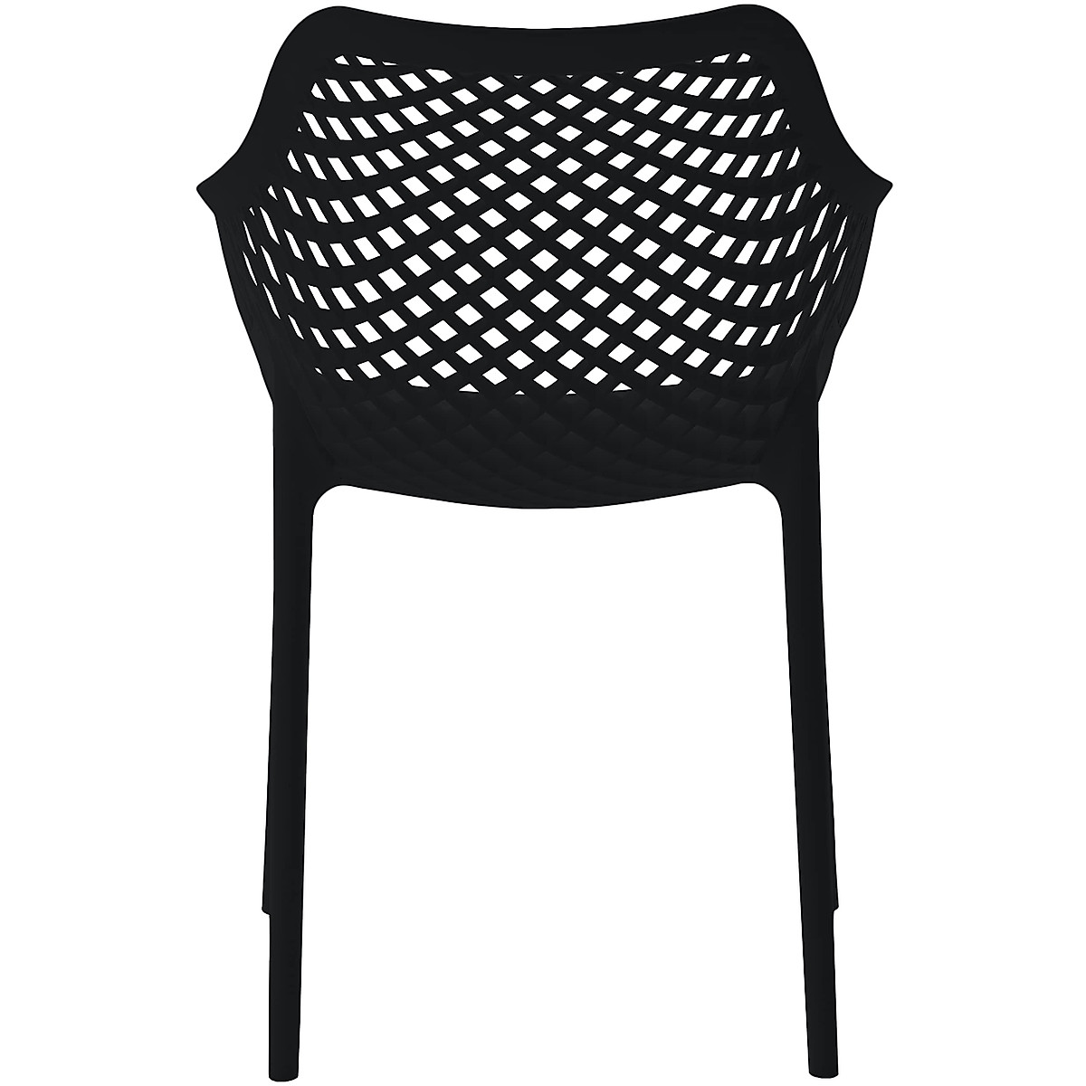 Meridian Furniture 329Black Modern | Contemporary Patio Dining Chair with Polypropylene Plastic, Weather Resisting for Indoor or Outdoor Use, Set of 4, 22.5" W x 24.5" D x 31.5" H, Black