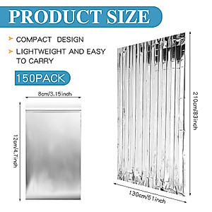 Emergency Blanket Bulk Foil Survival Thermal Blankets Pack Silver Foil Reflective Blankets for Cold Outdoors Camping Hiking First Aid Shelter Space Emergency Supplies Blanket Set (150 Pieces)