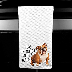 Life is Better with a Bulldog Waffle Microfiber Kitchen Tea Bar Towel Gift for Animal Dog Lover