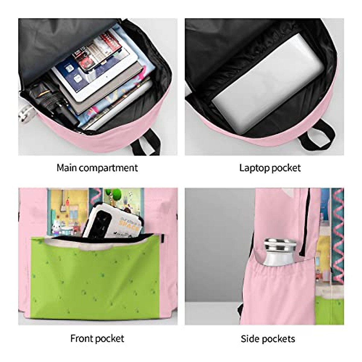 UPHUNAL Pink backpack For Women Men Cute large Laptop Travel backpacks anmie Bag Lightweight Cool Durable Waterproof Bags For Office Package Daypacks Work Hiking Gym Sport Outdoor Picnic