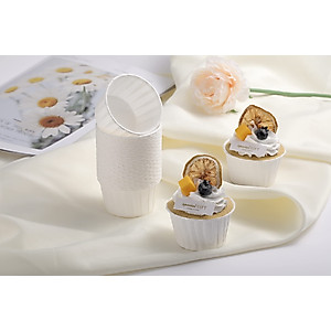 White Cupcake Liners, 100pcs Muffin Baking Cups,Ramekin Holders, Heavy Duty Oil-proof Wrappers for Wedding,Birthday,Party,Baby Showers,Gift for Valentine's Day