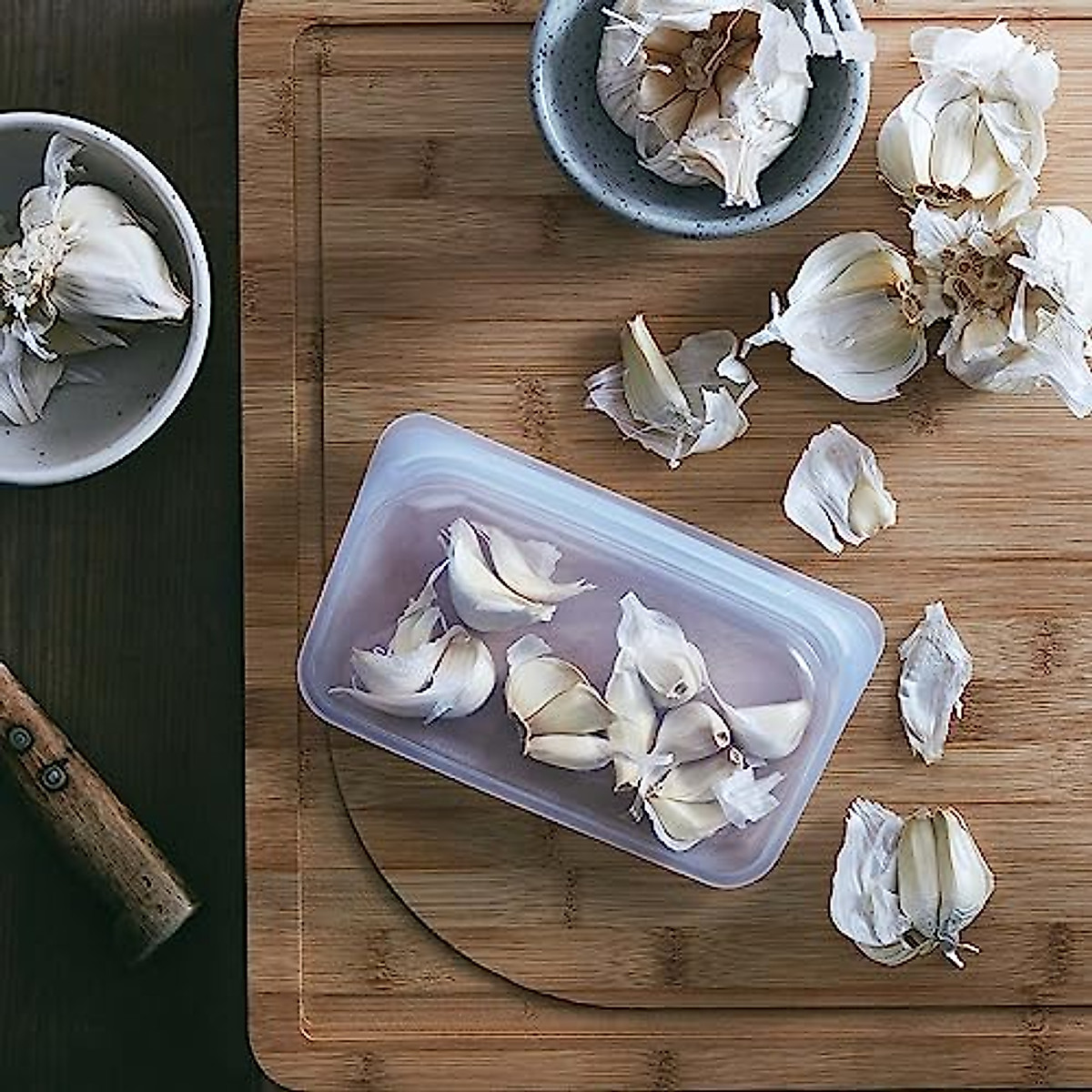 Stasher Reusable Silicone Storage Bag, Food Storage Container, Microwave and Dishwasher Safe, Leak-free, Snack, Clear