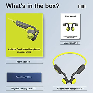 RR SPORTS Open Ear Headphones, Wireless Air Conduction Headphones with Built-in 32G Memory MP3 Player, 24 Hrs Playtime Bluetooth Sport Headset with Mic for Running, Cycling, Driving (Grey & Green)