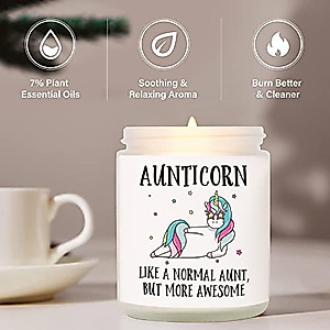 Aunt Gifts - Unique Candle Gifts for Aunt, Aunt Birthday Gifts from Niece Nephew, Mothers Day Funny Aunt Gifts, Best Auntie Aunticorn Unicorn Scented Candles Present