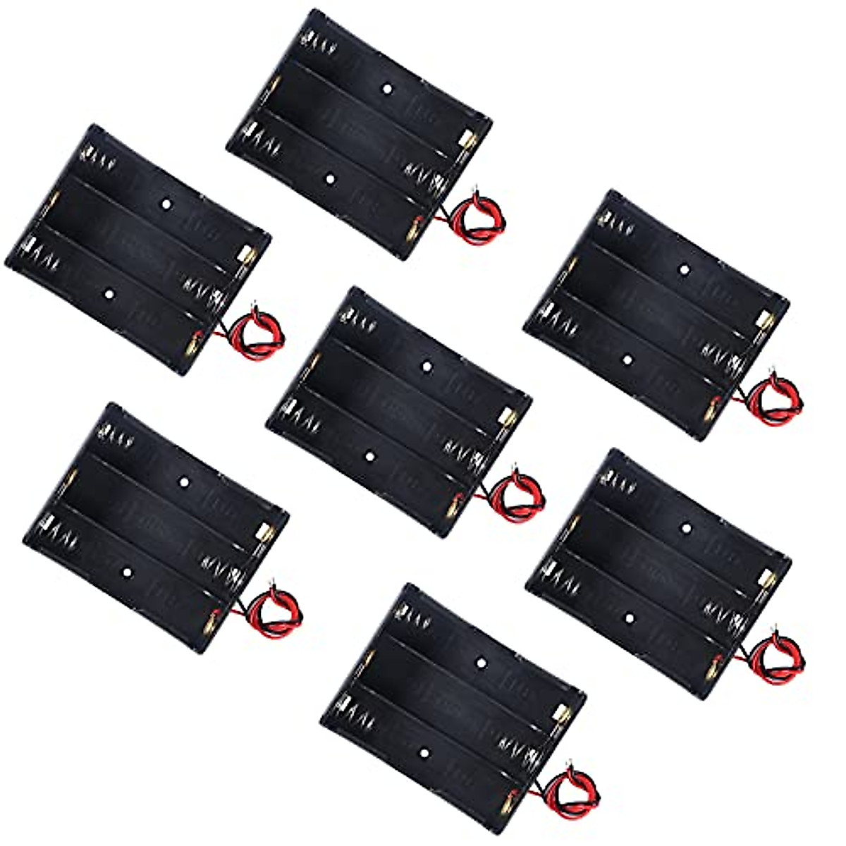 DORHEA 7PCS 18650 Battery Holder Bundle with Wire 18650 Battery Holder Case 3.7V, 3 Slot DIY Battery Storage Boxes, 3 Slot Black Plastic Batteries Case for 18650 Battery