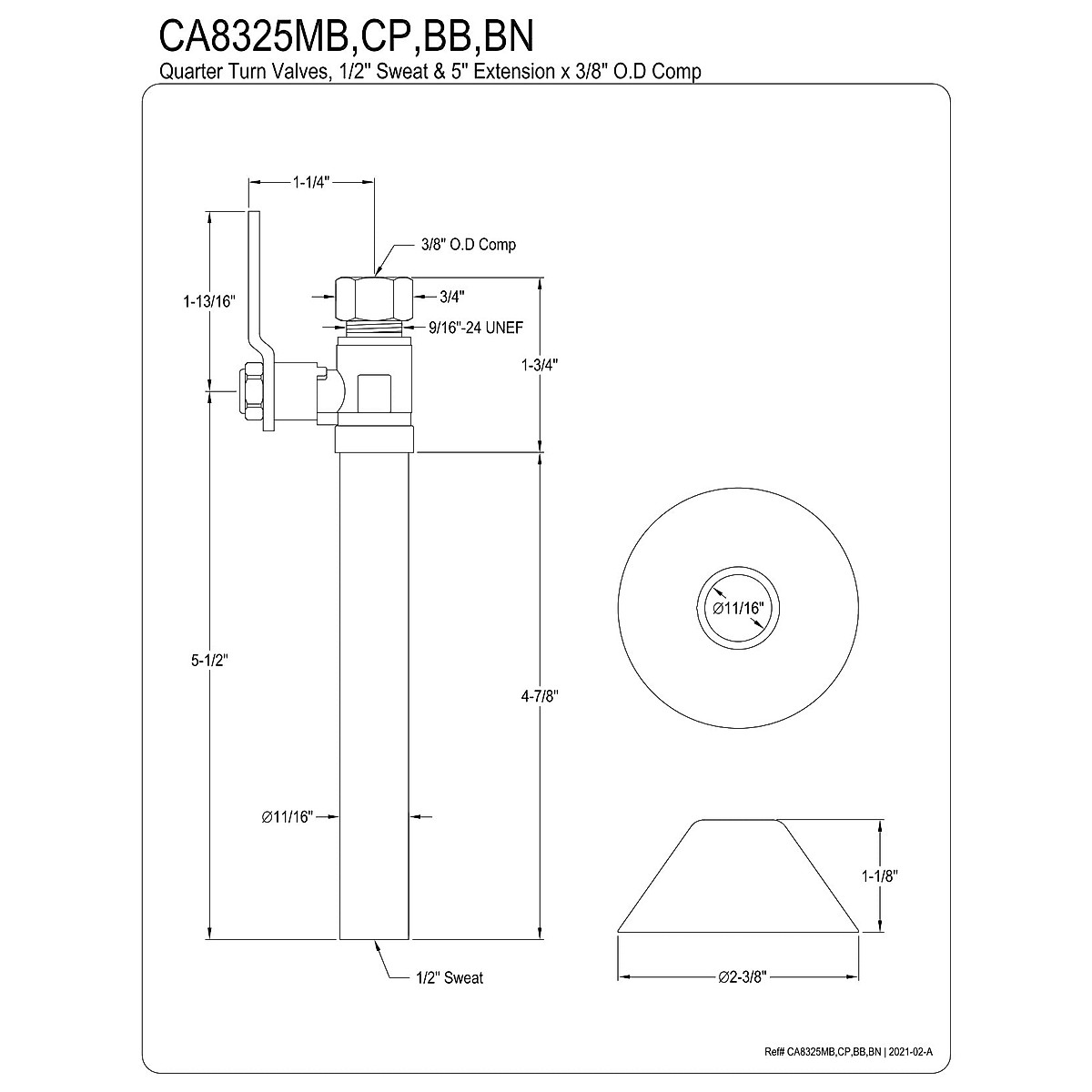 Kingston Brass CA8325MB Whitaker Straight Stop Valve, Matte Black