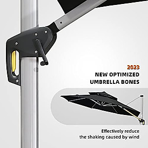 PURPLE LEAF 13 Feet Double Top Round Deluxe Patio Umbrella Offset Hanging Umbrella Outdoor Market Umbrella Garden Umbrella, Black