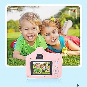 Children's Print Camera, Dual Lens SLR Kids Mini Digital Camera with Gallery Playback, 10x Zoom, 4 Puzzle Games, Music Mode, 2.8 inch IPS Screen (Pink)