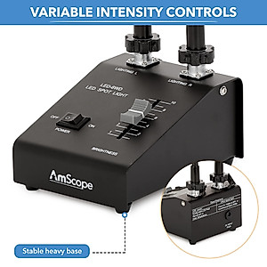 AmScope LED-6W Powerful 6 Watt LED Dual Gooseneck Lights Illuminator, Black, 1 Count (Pack of 1)