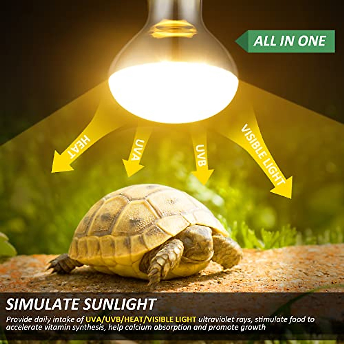 MIXJOY 100W Reptile Heat Lamp Bulb Full Spectrum UVA UVB Sun Light for Reptile and Amphibian Use