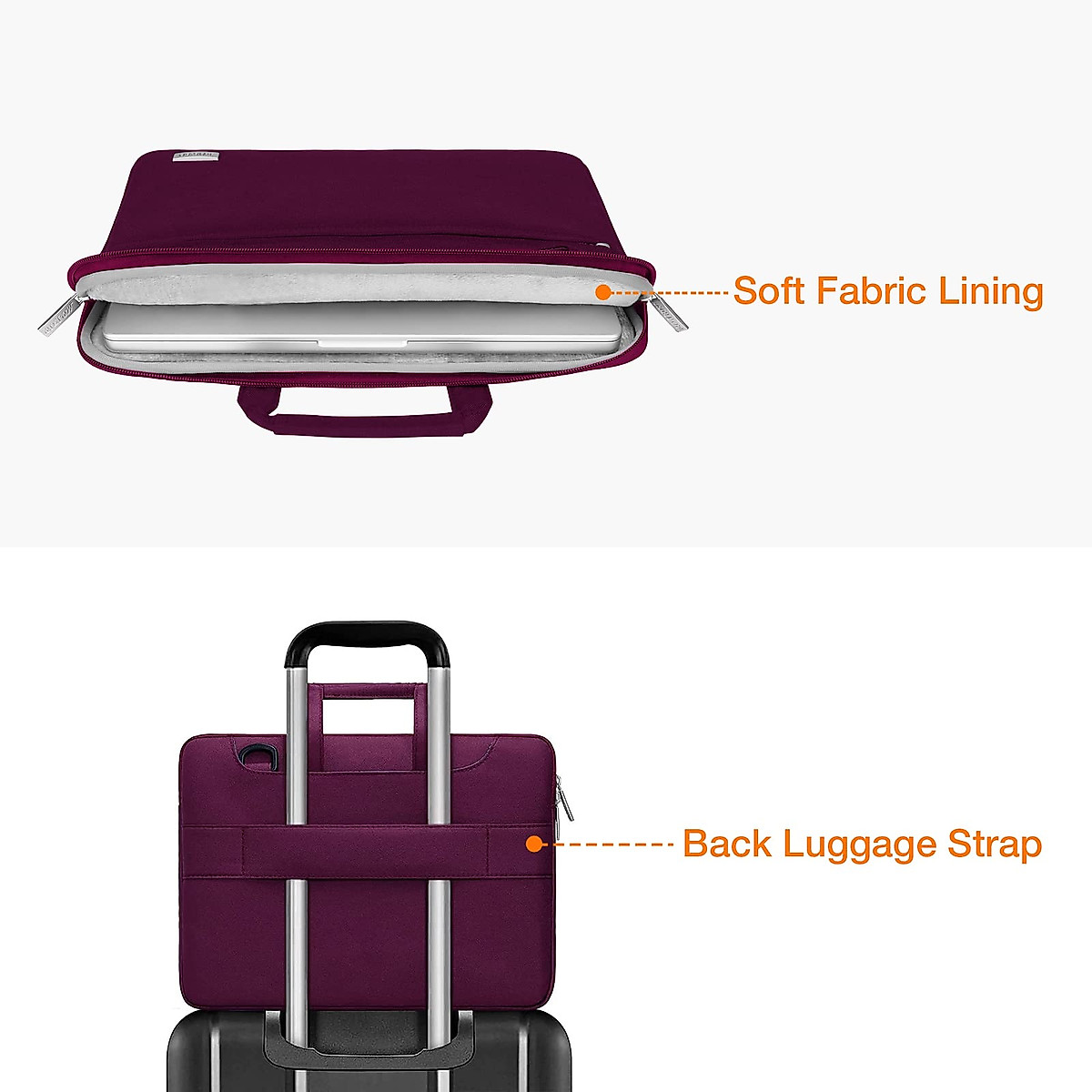 MOSISO Laptop Shoulder Bag Compatible with MacBook Air/Pro,13-13.3 inch Notebook,Compatible with MacBook Pro 14 inch 2023-2021 A2779 M2 A2442 M1, Polyester Sleeve with Back Trolley Belt, Burgundy