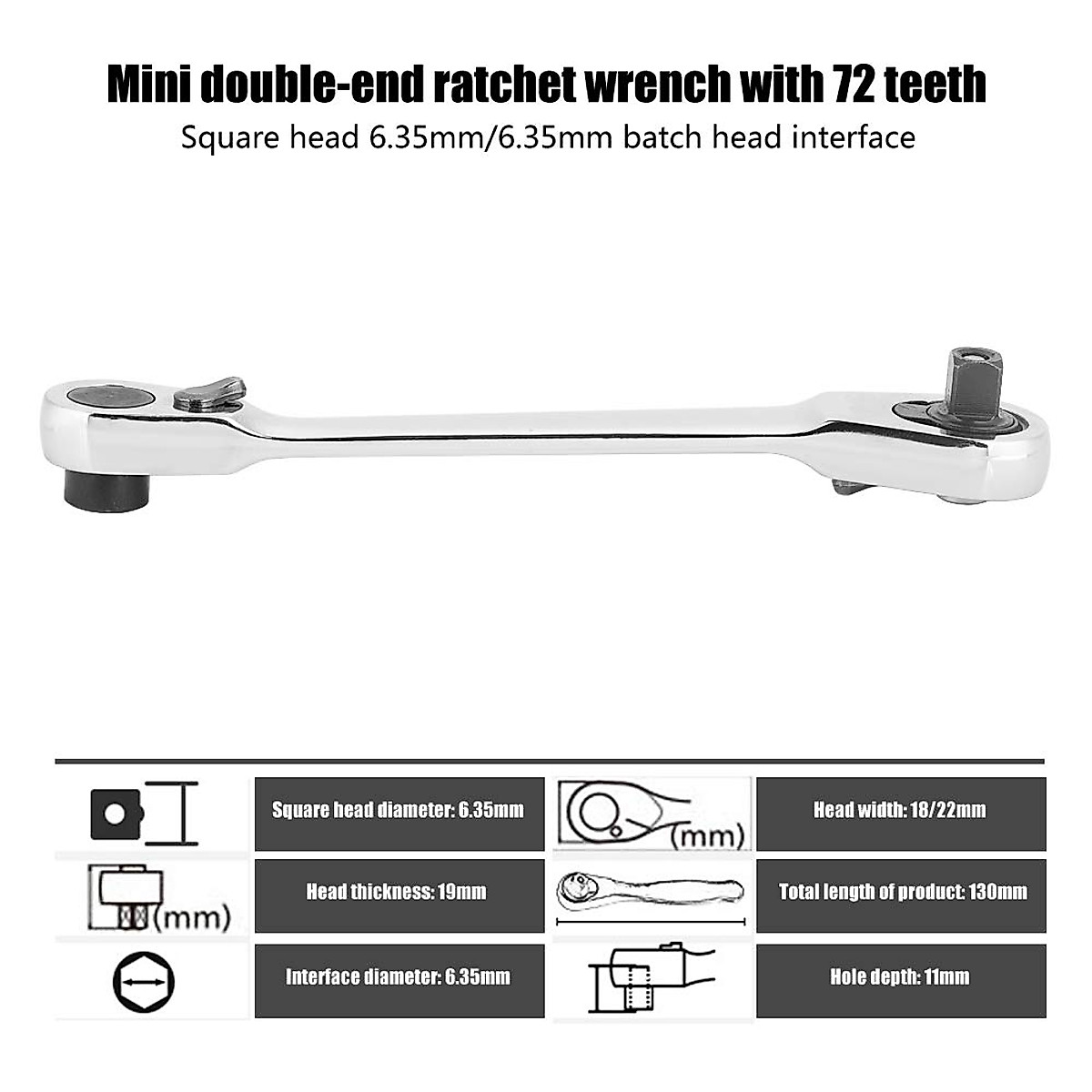 Akozon Allen Wrench, 1/4" Mini Ratchet Socket Wrench Screwdriver Hex Wrench Quick Release Ratchet Wrench (130mm)