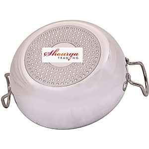 SLNDOKTG Aluminium Kadai,Size No-13,Big Kadai,Induction Base Kadai,Kadhai,Aluminium Kadai,Aluminum Indian Kadai,Frying Pan,Color-Silver