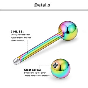 Yaalozei 14G Nipple Rings Piercing Jewelry for Women 14 Gauge Stainless Surgical Steel Green Turquoise Straight Nipplerings Nipple Barbell Bar Piercing Jewelry for Women 14mm