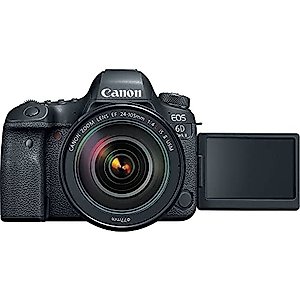 Canon EOS 6D Mark II DSLR Camera with 24-105mm f/4L II Lens (1897C009) + 64GB Memory Card + Case + Card Reader + Flex Tripod + Hand Strap + Cap Keeper + Memory Wallet + Cleaning Kit (Renewed)