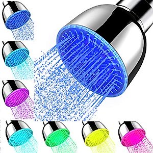 Shower Head With Lights, High Pressure Led Shower Head, 7 Color Changing Rainfall LED Fixed ShowerHead for Bathroom, Luxury Chrome Flow Rain ShowerHead Angle-adjustable for Kids Adult