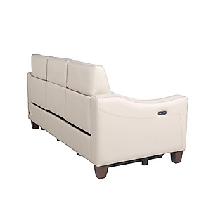 Steve Silver Furniture Ivory Dual-Power Leather Sofa, Power Headrest, Footrest, USB Charging, Transitional Design, for Living Room, Home Theatre, Top Grain Leather, 39" D x 81" W x 38" H, Ivory