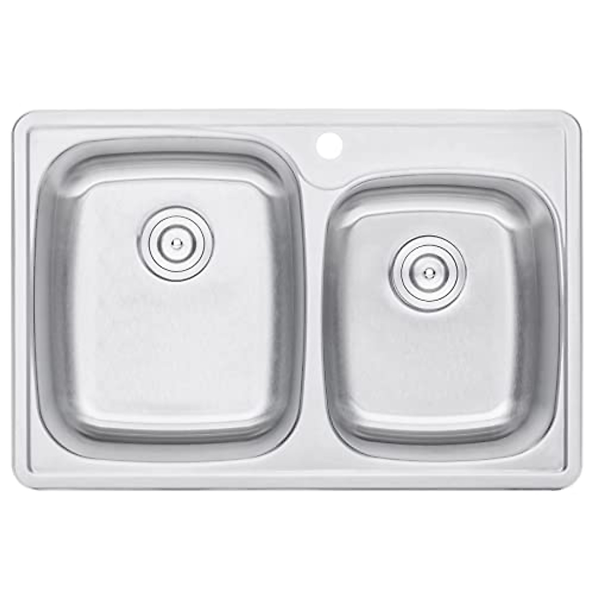 33 Inch Top-mount / Drop-in Stainless Steel 60/40 Double Bowl Kitchen Sink - 18 Gauge