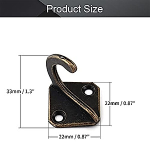 MroMax Wall Mounted Hook Robe Hooks Retro Style Square Single Clothes Hanger, Zinc Alloy, Bronze Tone 2pcs