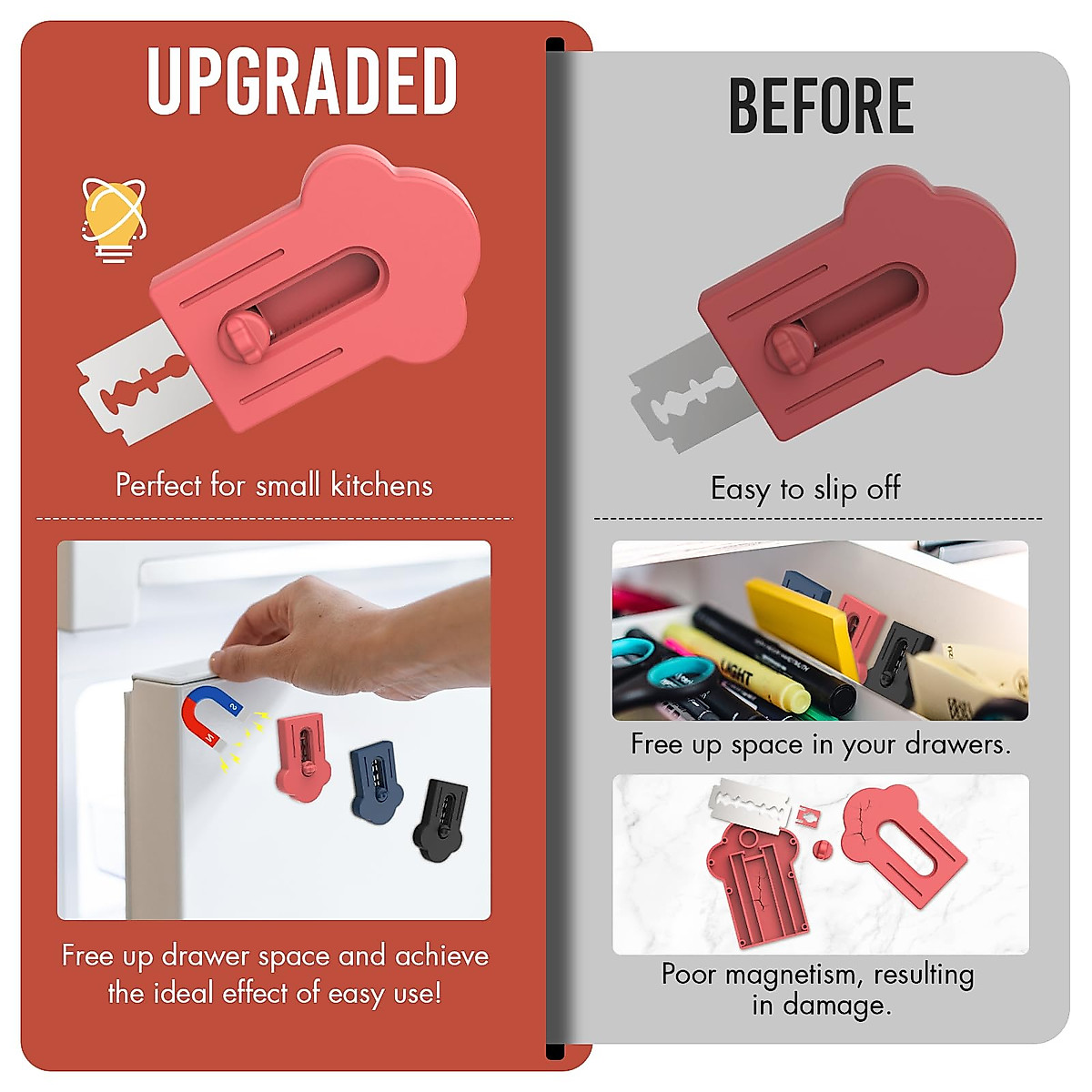 MEKER Bread Lame, Upgraded Magnetic Dough Scoring Tool with 10 Razor Blades for Sourdough Bread Baking & Making, Includes Scoring Patterns Booklet, Red