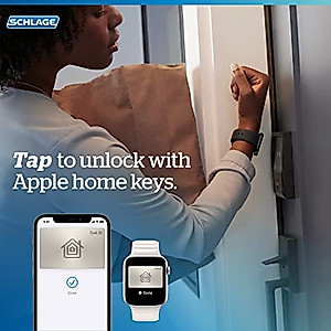 Schlage BE499WB CAM 619 Encode Plus WiFi Deadbolt Smart Lock with Apple Home Key, Keyless Entry Door Lock with Camelot Trim, Satin Nickel