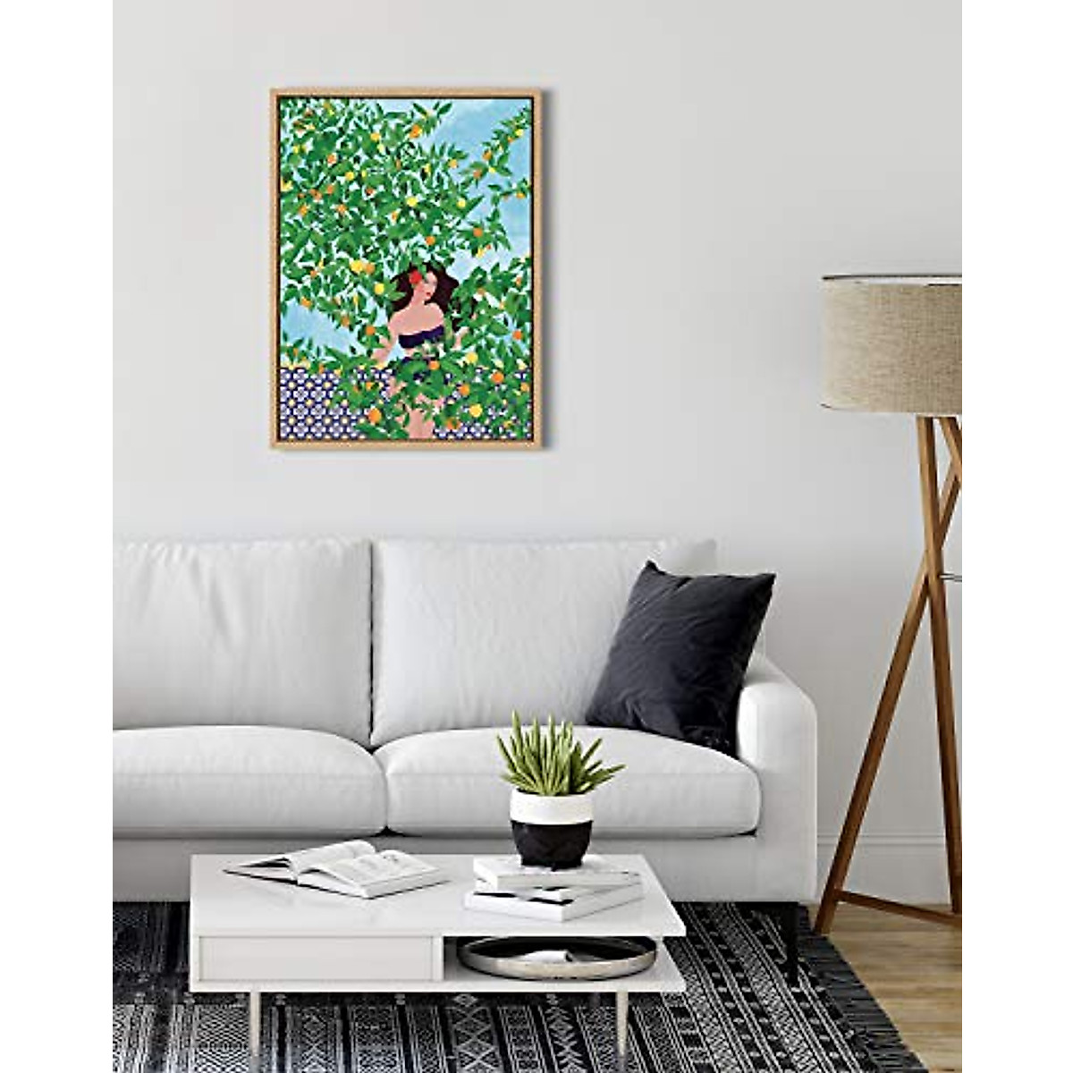Kate and Laurel Sylvie Sevilla Girl Framed Canvas Wall Art by Maja Tomljanovic, 18x24 Natural, Relaxing Nature Art for Wall