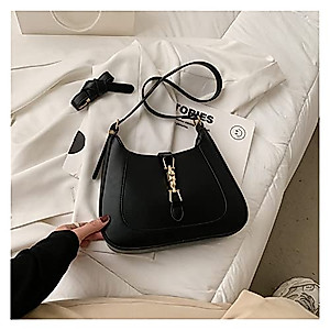 ENMESI Fashion Luxury Bags Quality Luxury Purses And Handbags Leather Shoulder Crossbody Bags For Women (Color : Black, Size : 10 * 8 * 2.3inch)