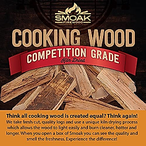 Smoak Firewood 16inch Length Premium Cooking Wood & Firewood Logs – Used for Grills, Smokers, Pizza ovens, stoves, firepits or fireplaces – USDA Certified Kiln Dried (Cherry – 60-70lbs 16inch Wood)