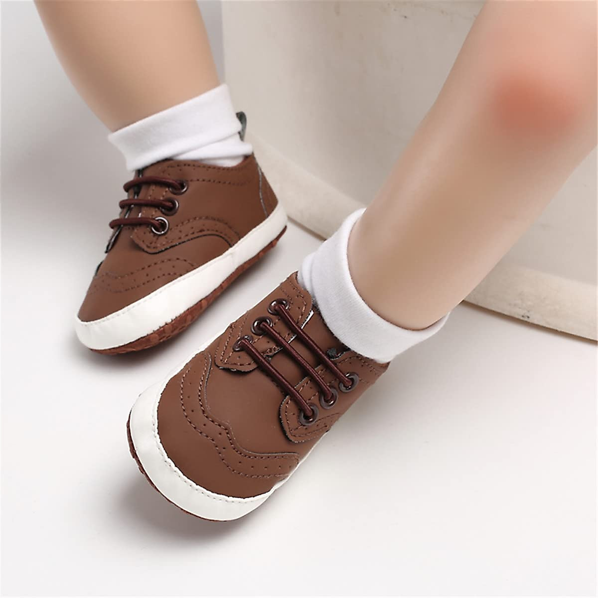 LAFEGEN Baby Boys Girls Classic PU Leather Loafers Soft Sole Oxford Dress Shoes First Walking Flat Moccasins Casual Sneaker(6-12 Months Infant 07 Brown)