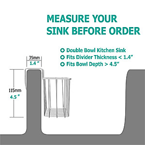 Damita Kitchen Sponge Holder Sink Basket Sink Caddy Brush Dishwashing Liquid Drainer Rack Silver Small (6.7" x 4.5" x 4.5")