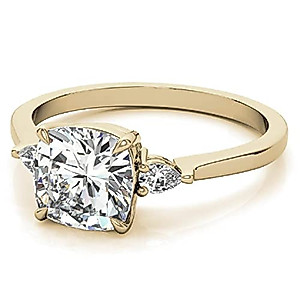 925 Silver, 10K/14K/18K Solid Gold Moissanite Engagement Ring, 2.5 CT Cushion Cut Handmade Solitaire Ring Diamond Wedding Ring for Woman, Birthday Gifts for, VVS1 Colorless