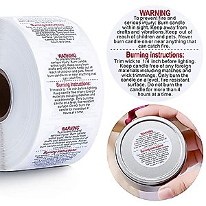 1000 Pieces Candle Warning Labels, 1.5 Inch Candle Jar Container Stickers, Candle Safety Labels Candle Warning Sticker Decals for Candle Making DIY Candle Jars (White)