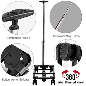 yookee home Small Hand Truck with 2 Ropes Folding Hand Truck Dolly Cart Collapsible Cart Heavy Duty Moving Dolly Portable Trolley for Luggage, Travel, Moving, Shopping, Office Use, Black