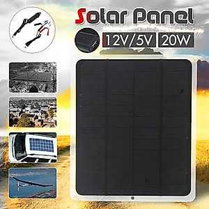 TPSKY Solar Power Charger,Single Crystal Solar Panel,Car Charger,12V 20W Monocrystalline Solar Panel, with SAE Connection Cable Kits,for Car, RV, Boats, Roofs E Kits,for Car, RV, Boats, Roofs
