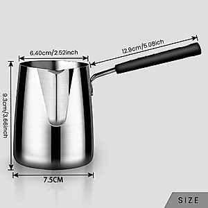 Perezy Steel Butter and Coffee Warmer,Turkish Coffee Pot, Butter Melting Pot and Milk Pot with Spout -(350ML)