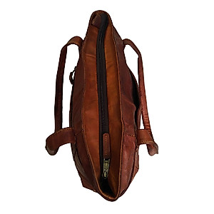 Madosh Womens Valentine Gift Shoulder Handbag Genuine Leather Brown Tote Everyday Ladies Purse Shopper Bag