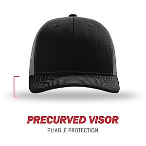 Richardson Unisex 112 Trucker Adjustable Snapback Baseball Cap, Split Black/Charcoal, One Size Fits Most