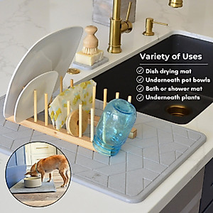 ME MOTHER EARTH Quick Dry Diatomaceous Earth Floor Stone Bath and Kitchen Dish Drying Mat, Bathroom Non-Slip Shower Mat, Super Absorbent Pad, Eco Friendly, Easy to Clean, Sustainable, Dark Grey