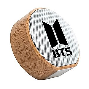 ZH&GE Kpop BTS Merchandise Portable Wood Bluetooth Speaker for Army Gifts, White, 3.2x3.1x1.3 inches