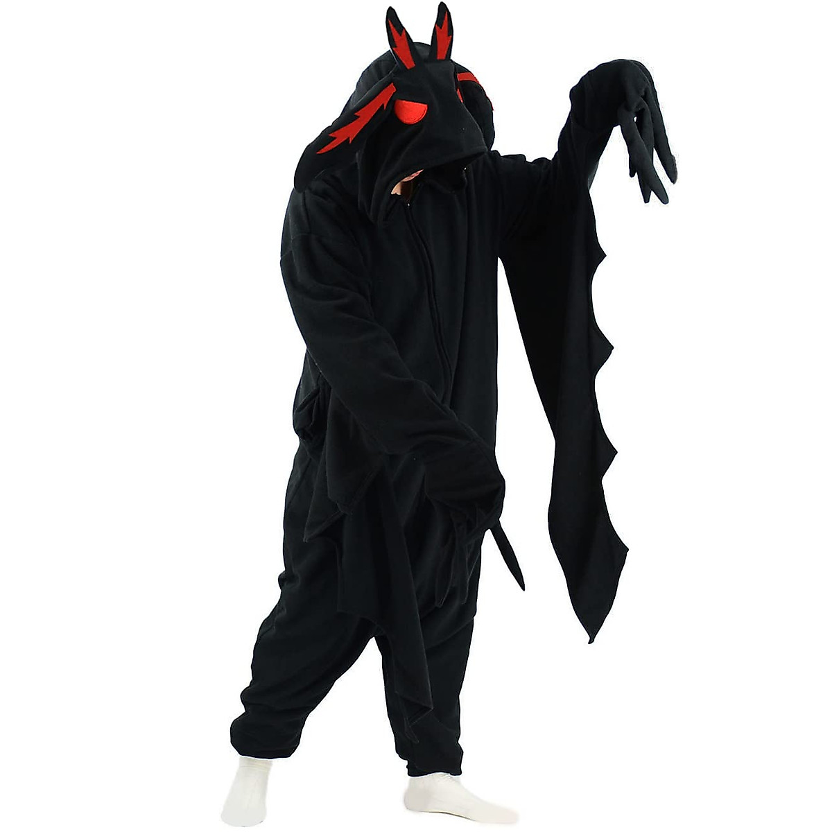 Mothman Halloween Onesie Adult Pajamas Cosplay Animal Homewear Sleepwear Jumpsuit Costume for Women Men