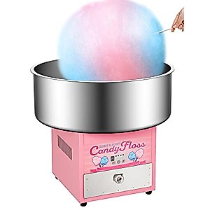 RIEDHOFF Cotton Candy Machine Commercial, Electric Cotton Candy Maker with 20 inch Stainless Steel Bowl for Family, Party, Amusement Park, Carnival- Pink