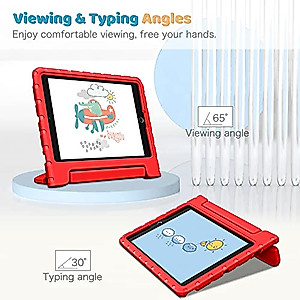 Fintie Kids Case for iPad 9th / 8th / 7th Generation (2021/2020 / 2019) 10.2 Inch - Shockproof Light Weight Handle Stand Case, Also Fit iPad Air 3 10.5" (2019) / Pro 10.5" (2017), Red