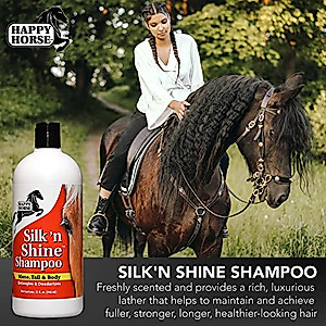 Happy Horse Shampoo, Silk 'n Shine Mane, Tail & Body Shampoo for Silky & Manageable Hair, 32oz