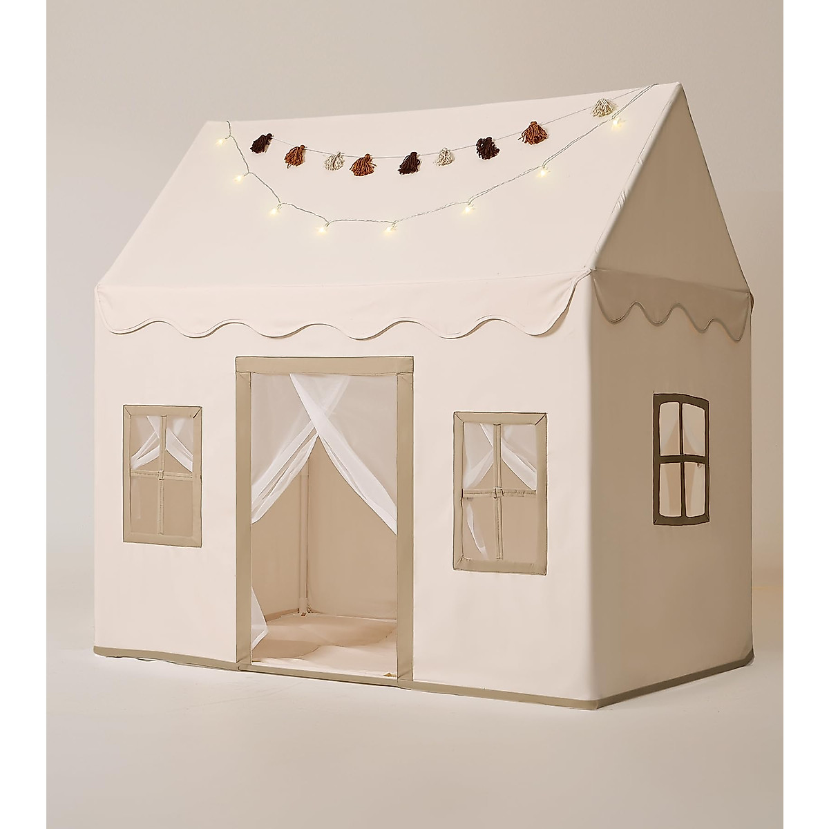 Large Kids Tent with mat, Star Lights, Tissue Garland, Play Tent Indoor & Outdoor, Kids Play Tent for Girl & Boy Aged 3+, Kids Tent for Toddler, 52" x35" x 52" Play House with Windows, Washable