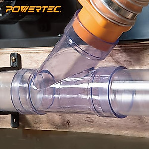 POWERTEC 70259 2-1/2" Dust Collection Fittings Network w/Reducer, Blast Gates, Pipes, 90-Degree Elbow Connector, Y-fittings, Mounting Brackets