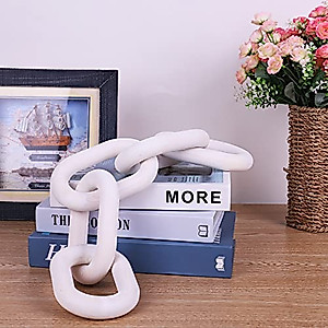 HMASYO Wood Chain Link Decor – 22" Hand Carved 5-Link Wood Knot Decorative Chain Wood Decor, Rustic Wood Link Decorative Object Large Wooden Chain for Home Living Room Coffee Table Farmhouse