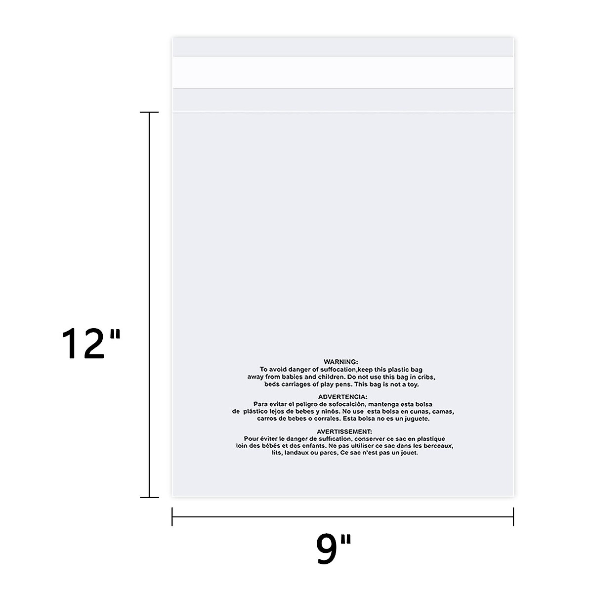 iMailer - 200 Count - 9" x 12" Clear Plastic Poly Bags with Suffocation Warning Self Seal for A4, Documents, Clothing, Shipping, Packaging - Resealable Adhesive, Not Strong