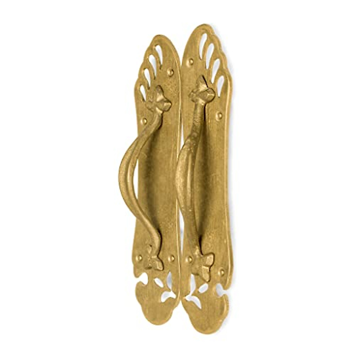 Hardware Philosophy Sandal Brass Cabinet Backplate Strip Pulls Hardware Set 8.7"