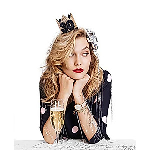 Mens 30th Birthday Crown - Photo Props Suitable for Men's and Women's 30th Birthday - 30 Years Old Suitable for Birthday Party Black Sequin Crown Hat